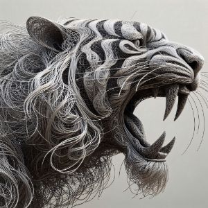 Tiger Head Growl - Wire Art - A.D. Visual - Digital Art, Animals, Birds ...