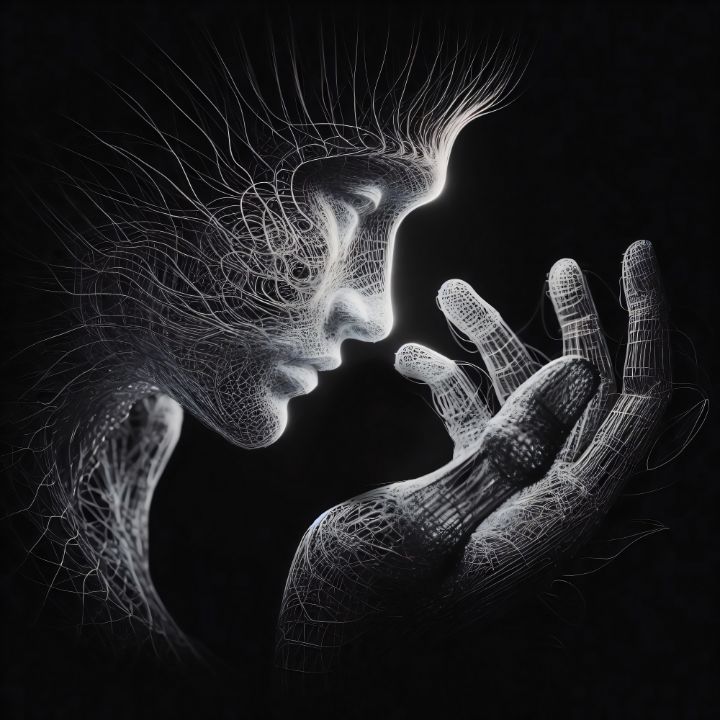 Abstract Human Head with Hand - Wire - A.D. Visual - Digital Art ...