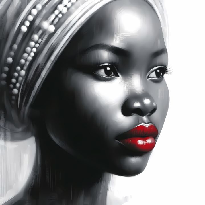 African Beauty Portrait in B/W - A.D. Visual - Paintings & Prints ...