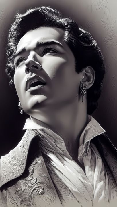 Young Opera Singer - Portrait B/W - A.D. Visual Digital Art - Paintings ...