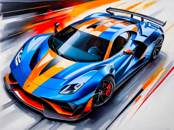 Blue Super Car Top Side View - Paint - A.D. Digital Art - Drawings ...