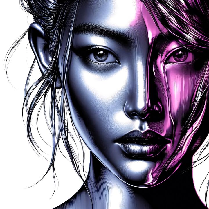 Beauty Face Portrait Effect Drawing - A.D. Visual - Digital Art & AI ...