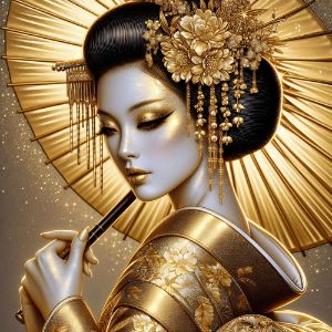 Geisha with Umbrella in Gold Decor - A.D. Visual - Digital Art & AI ...