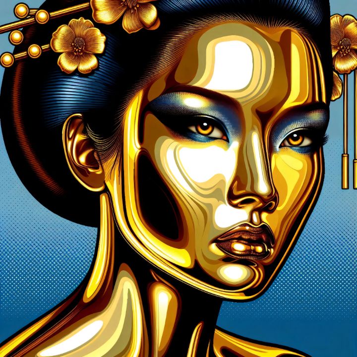 Geisha in Glossy Gold - Dot Drawing - A.D. Visual - Digital Art & AI ...