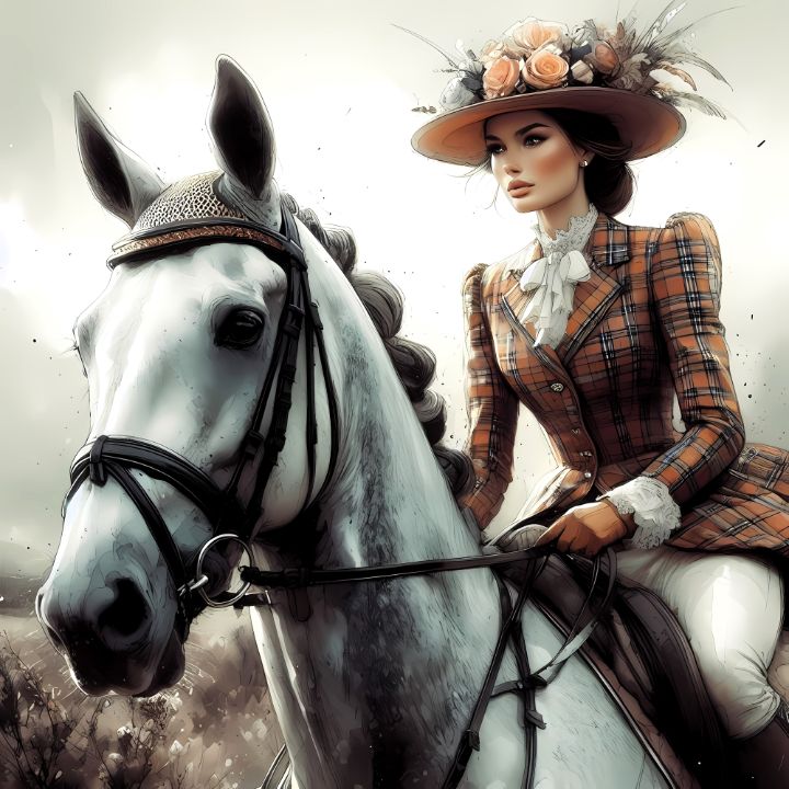 Lady Horse Ride with Hat - Painting - A.D. Visual Digital Art - Digital ...