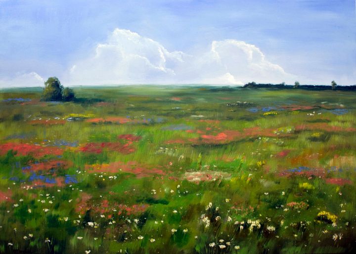 Spring meadow - Beetle Tale Gallery - Paintings & Prints, Landscapes ...