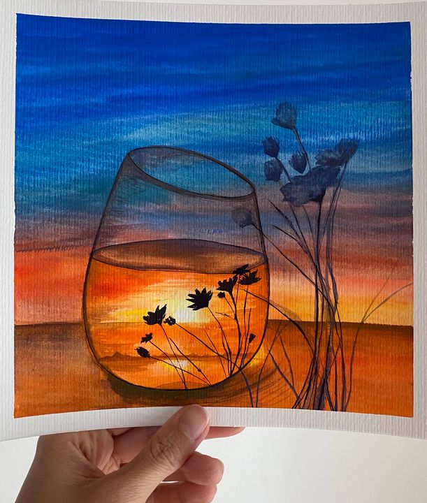 Sunset In A Glass - Art Alesia - Paintings & Prints, Abstract ...