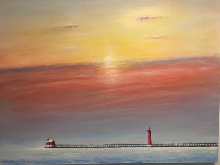 Lighthouse grand Haven Michigan - jackhasart - Paintings & Prints ...