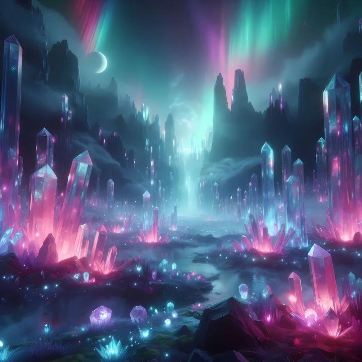 Crystal Forest Under the Aurora - CocoVeeny - Digital Art & AI ...
