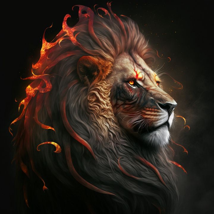 A lion stripes and fiery mane - An Artist - Digital Art, Animals, Birds ...