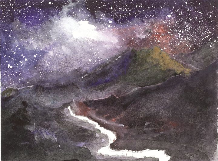 Starry night - Art Edin S - Paintings & Prints, Landscapes & Nature, Skyscapes, Night Sky - ArtPal