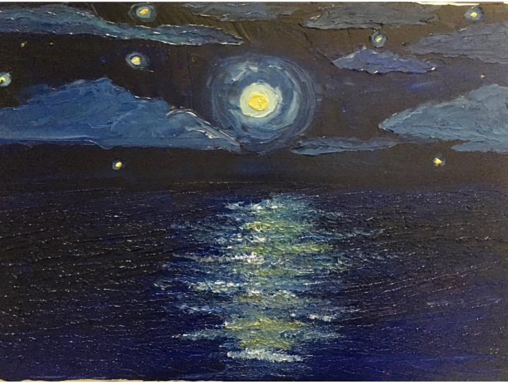 Starry night on the sea - W.E.N. - Paintings & Prints, Astronomy ...