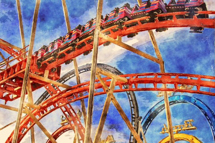 Roller coaster, the thrill of speed - Gameover art - Paintings & Prints ...