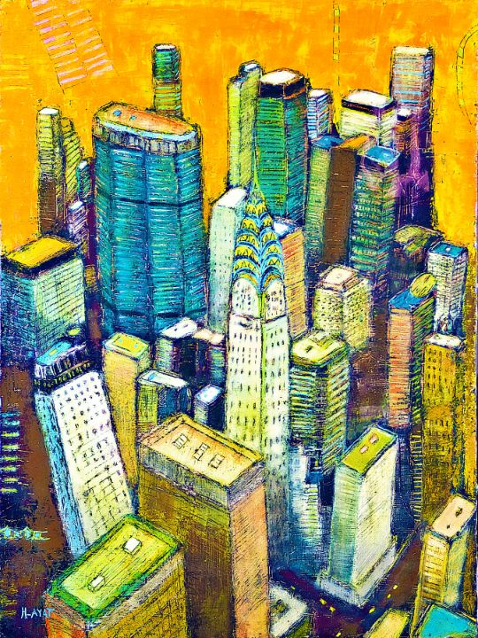 CHRYSLER BUILDING BIRD EYE VIEW - bibi fine art - Paintings & Prints ...