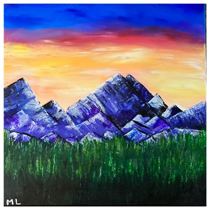 Colorful Mountain Sunset - Marsha’s Creative Corner - Paintings ...