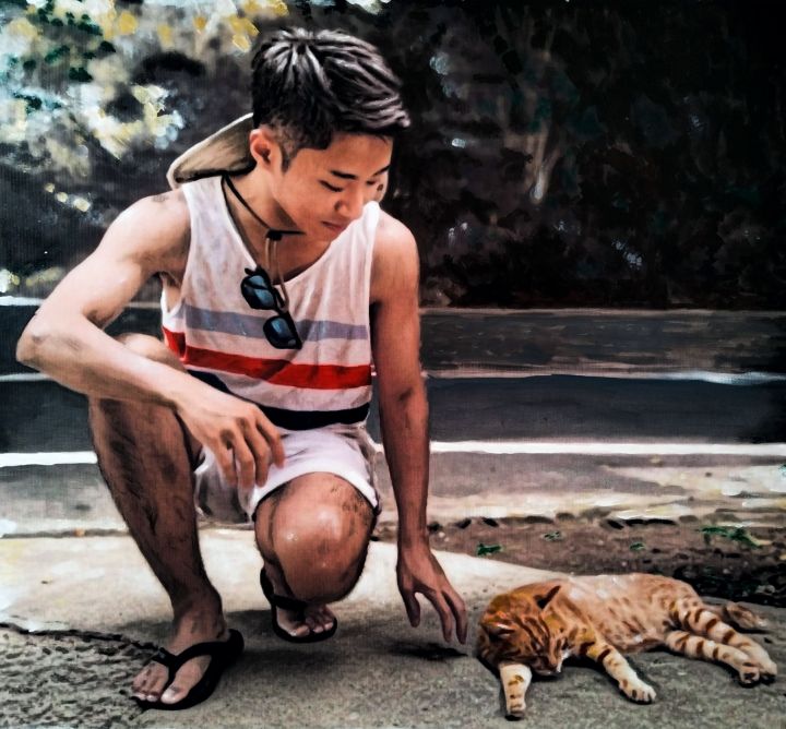 A boy and the cat - Iliya Fonlamov Francisković - Paintings & Prints ...