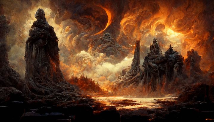 Hellscape - Aaron Acevedo - Paintings & Prints, Fantasy & Mythology ...