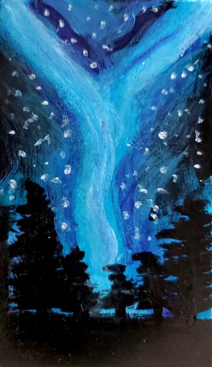 THE SKY BLUE RIVER - REIN'S Painting - Paintings & Prints, Landscapes & Nature, Skyscapes, Night ...