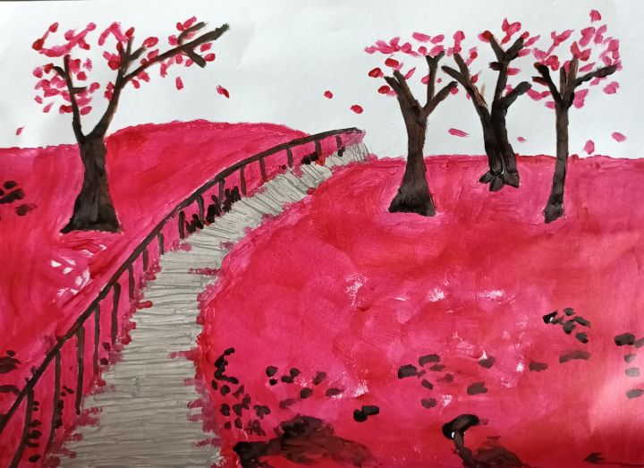 Enchanted Red Forest - Sanam's Art - Paintings & Prints, Landscapes ...