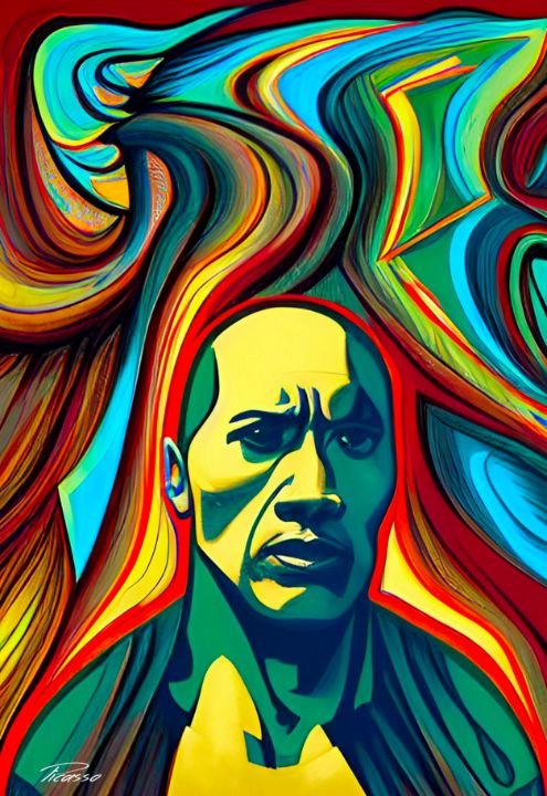 Dwayne The Rock Johnson Abstract 003 - Grim Picasso Fine Art Gallery ...