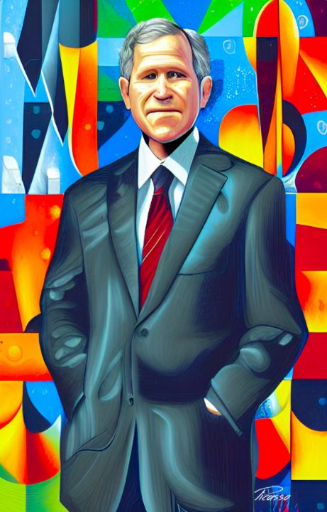 George W. Bush Jr Abstract 004 Print - Grim Picasso Fine Art Gallery ...