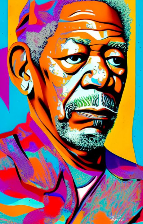 Morgan Freeman Abstract 001 Print - Grim Picasso Fine Art Gallery ...