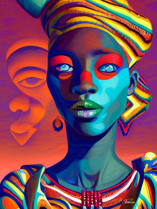 African Tribal Abstract 003 Print - Grim Picasso Fine Art Gallery ...