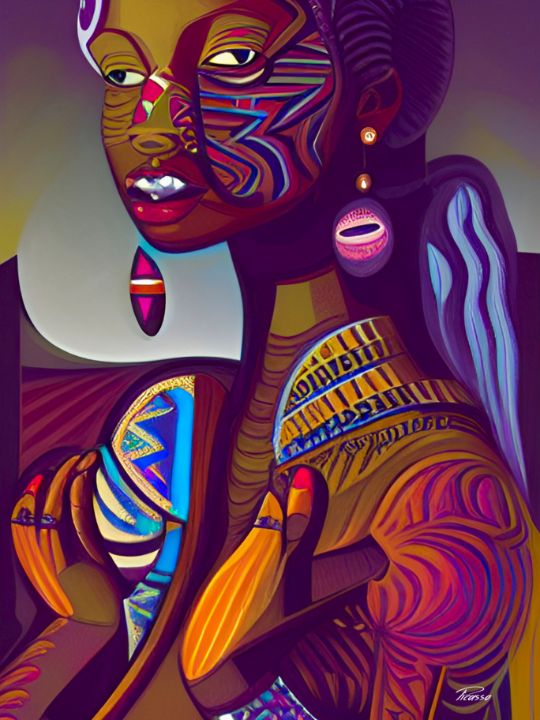 African Tribal Abstract 005 Print - Grim Picasso Fine Art Gallery ...