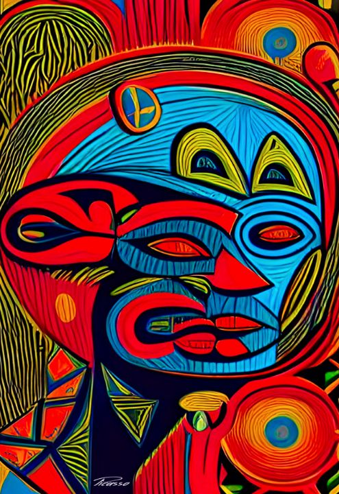 African Tribal 014 Art Print - Grim Picasso Fine Art Gallery ...