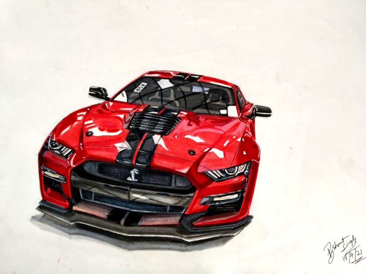 Mustang shelby drawing by ishmeet. - Realistic artworks by ishmeet ...