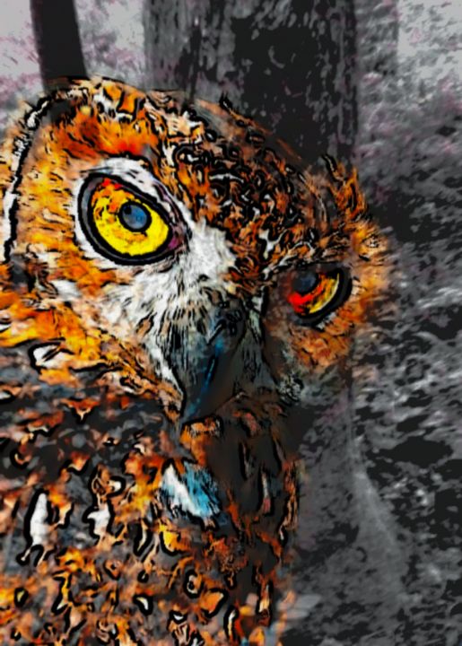 Abstract virtual owl painting - Visual unique art - Digital Art ...