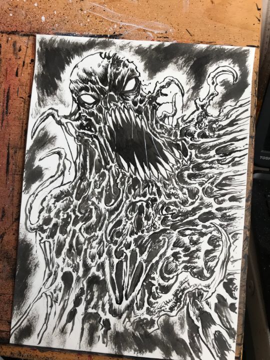 Demon Force Brush Ink Art - Original Horror Art By Wayne Tully ...