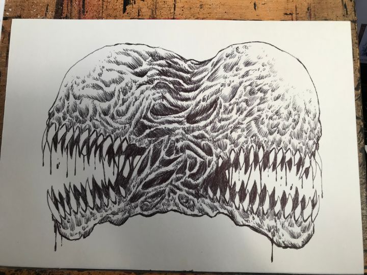 Two Faced Evil Biro Sketch - Original Horror Art By Wayne Tully ...