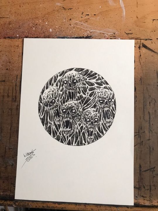 Necronic Skulls - Original Horror Art By Wayne Tully - Drawings ...