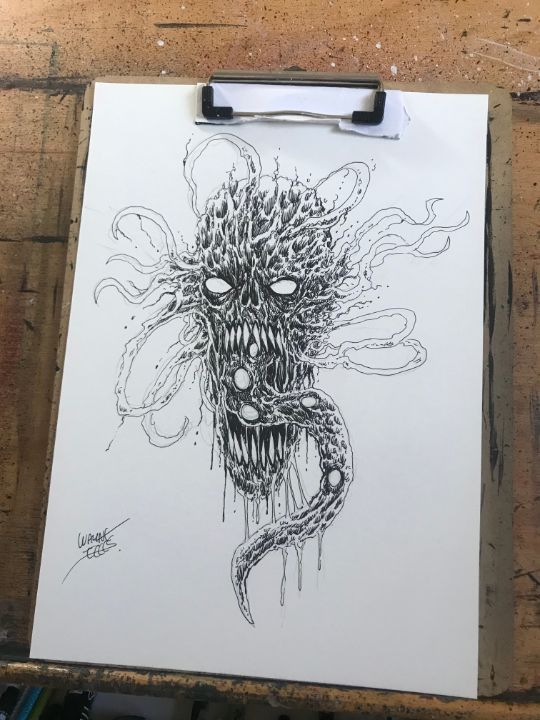 Dark Skull Ink Art - Original Horror Art By Wayne Tully - Drawings ...