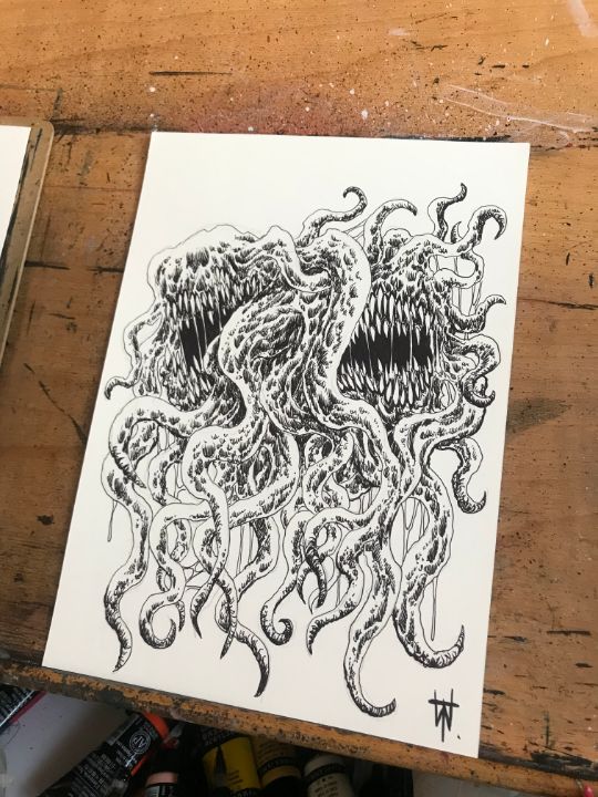 Cthulhu's Nightmare Ink Sketch - Original Horror Art By Wayne Tully ...
