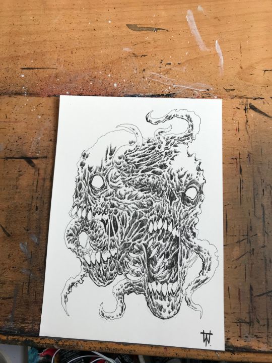 Conjoined Skulls Of Death - Original Horror Art By Wayne Tully ...