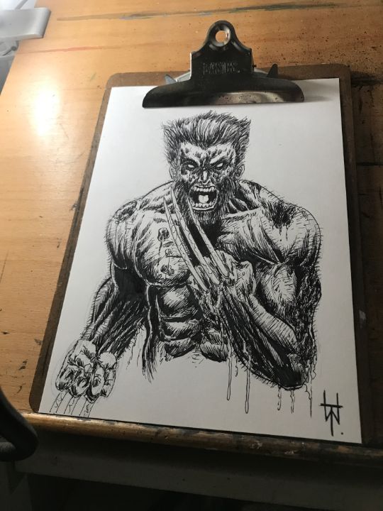 Wolverine Ink Sketch Art - Original Horror Art By Wayne Tully ...