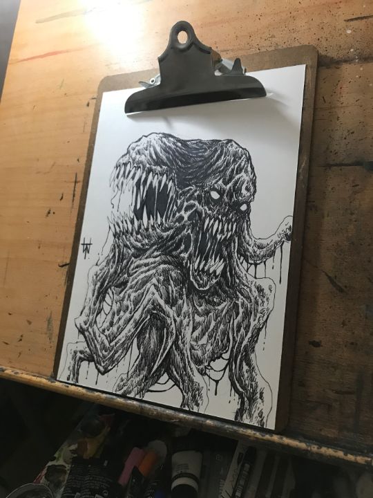 Dark Dweller Ink Drawing - Original Horror Art By Wayne Tully ...