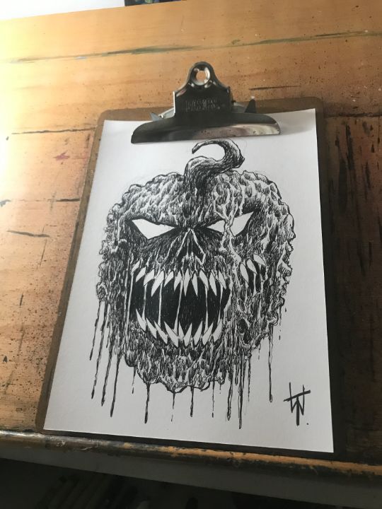 Halloween Pumpkin Ink Work - Original Horror Art By Wayne Tully ...