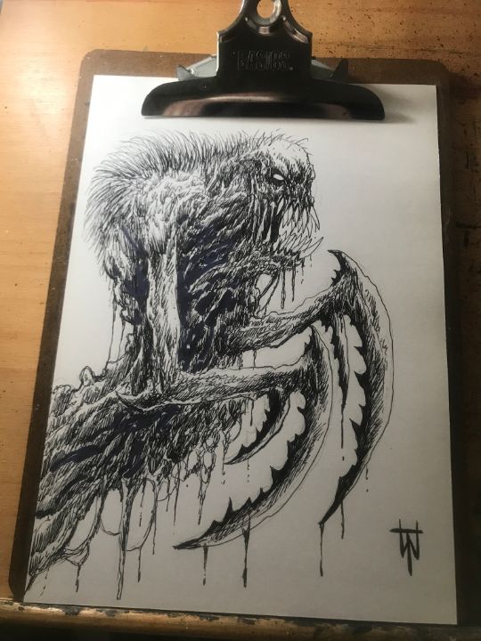 Creeping Demon Horror Ink Art - Original Horror Art By Wayne Tully ...