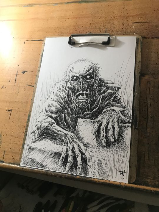Creeping Zombie Ink Sketch - Original Horror Art By Wayne Tully ...