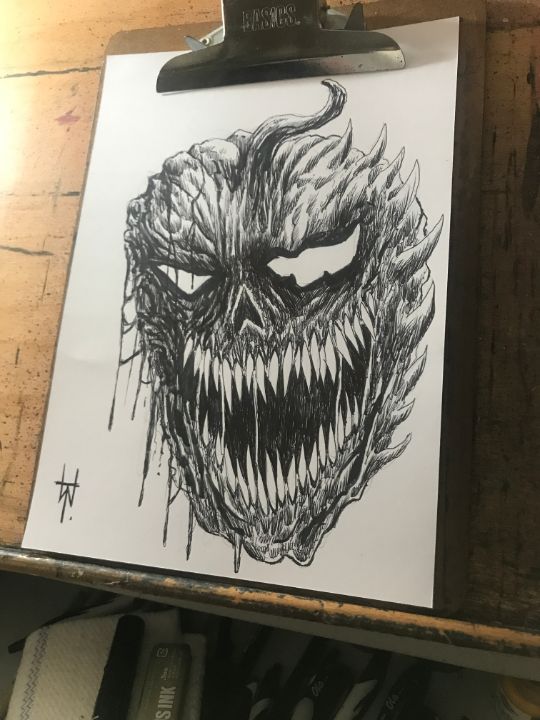 Demonic Pumpkin Artwork - Original Horror Art By Wayne Tully - Drawings ...