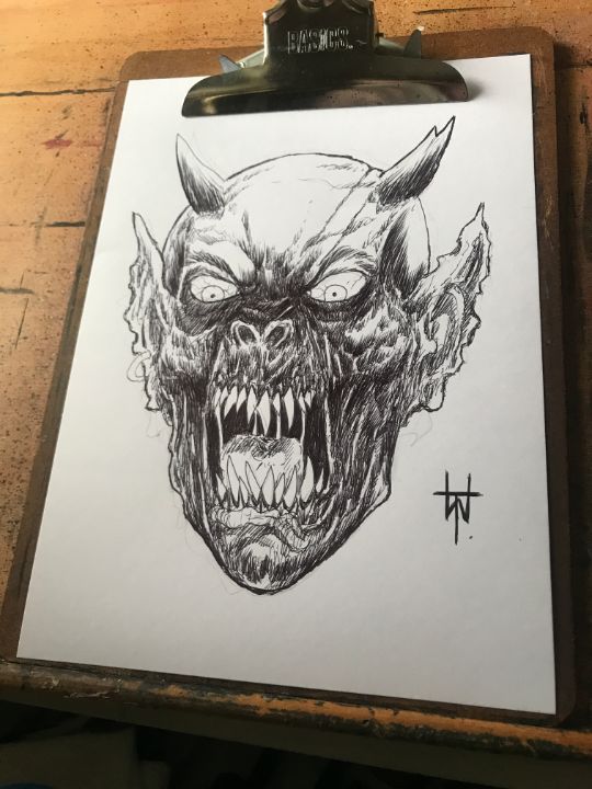Original Orc Head Sketch - Original Horror Art By Wayne Tully ...