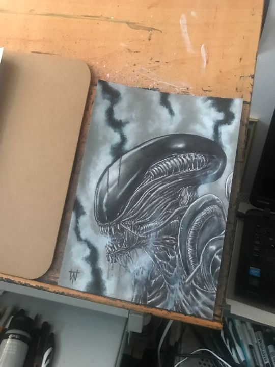 Alien Xenomorph Original Artwork - Original Horror Art By Wayne Tully ...