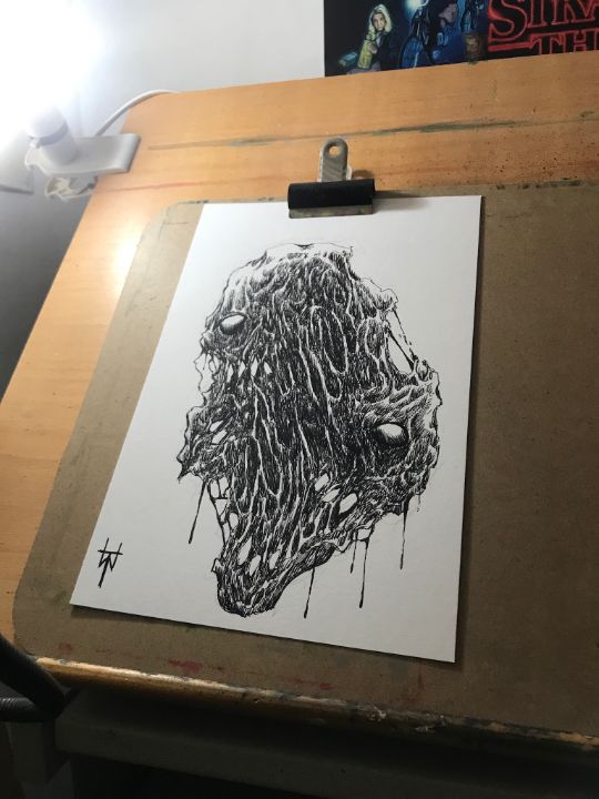 Split Face Original Ink Art - Original Horror Art By Wayne Tully ...