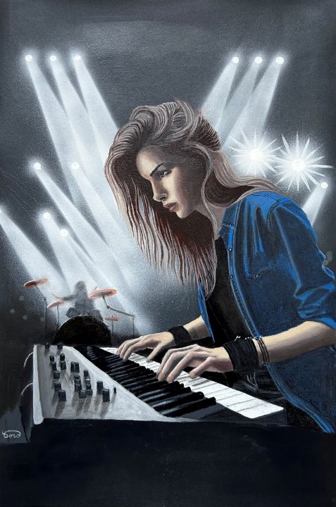 Kerri on Keys - GordRussellArt - Paintings & Prints, People & Figures ...