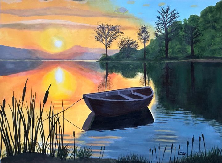 Rowboat at Sunset painting - GordRussellArt - Paintings & Prints ...