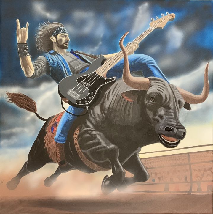 Bull Rider Bassist - GordRussellArt - Paintings & Prints, People ...