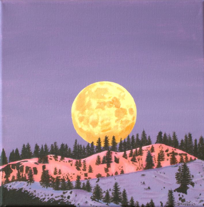 Moon Over Mountains - GordRussellArt - Paintings & Prints, Landscapes ...